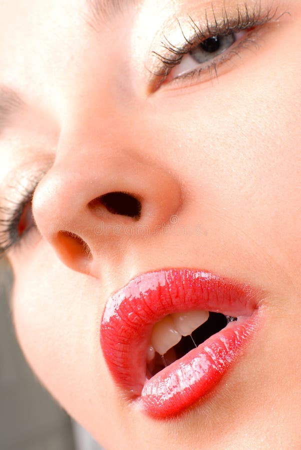 Pink lips stock image. Image of happiness, portrait, expression - 3418401