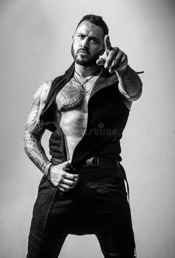 Male Bare Torso. Man Finger Pointing. Stock Image - Image of macho ...