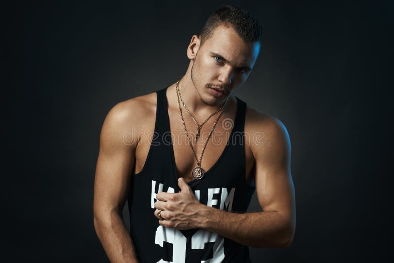 Man on black background stock image. Image of muscle - 50873195