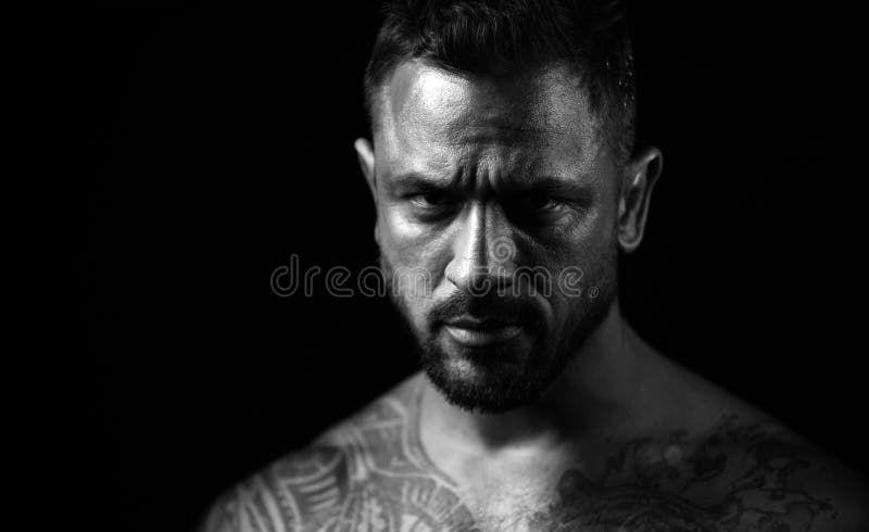 Man. Close Up Portrait of Guy with Serious Face. Stock Photo - Image of ...