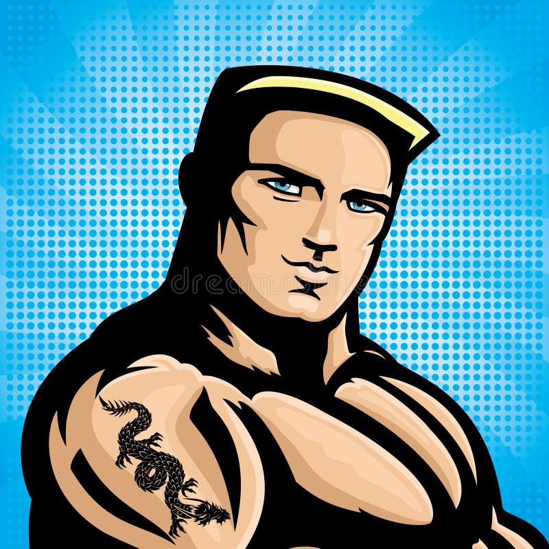 Gym Sign with a Muscular Man. Stock Vector - Illustration of fangs ...