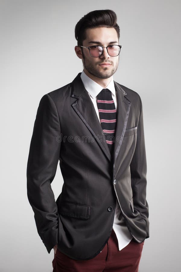 Man Dressed Elegant with S Sock Tie Looking Serious Stock Photo - Image ...