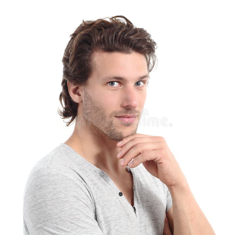 Profile Of Cheerful Handsome Man With Fashionable Hairstyle And Beard