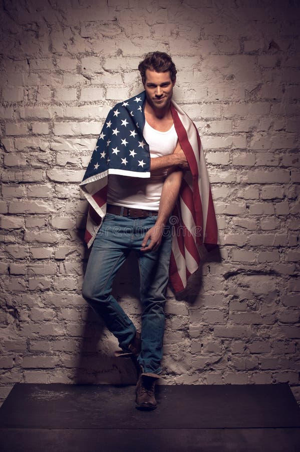 Pinup Girl with American Flag Stock Image - Image of patriotic, lady ...