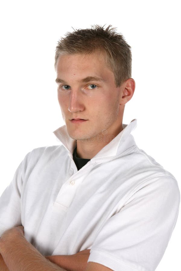 Man in White with Collar Up Stock Image - Image of urban, young: 5685893