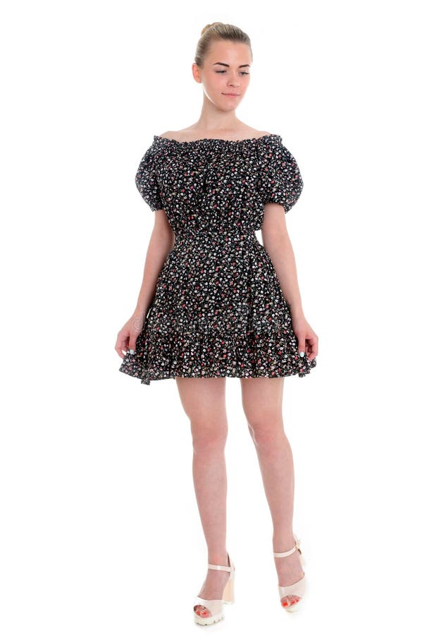 Model in Short Dress Isolated Stock Photo - Image of colorful, beauty ...