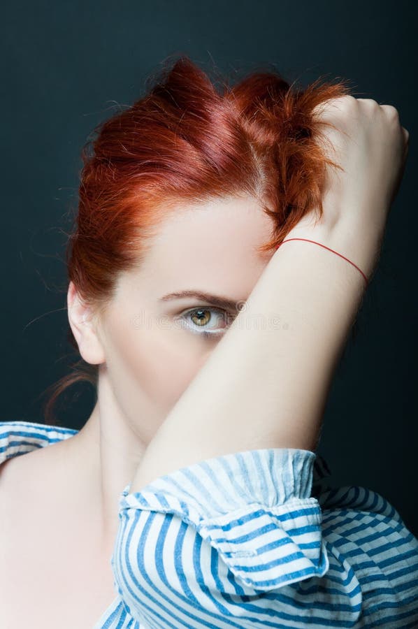 Mysterious Lady Posing on Dark Background Stock Image - Image of ...