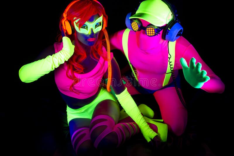 Neon uv glow dancer stock photo. Image of glowing, bizarre - 49374456
