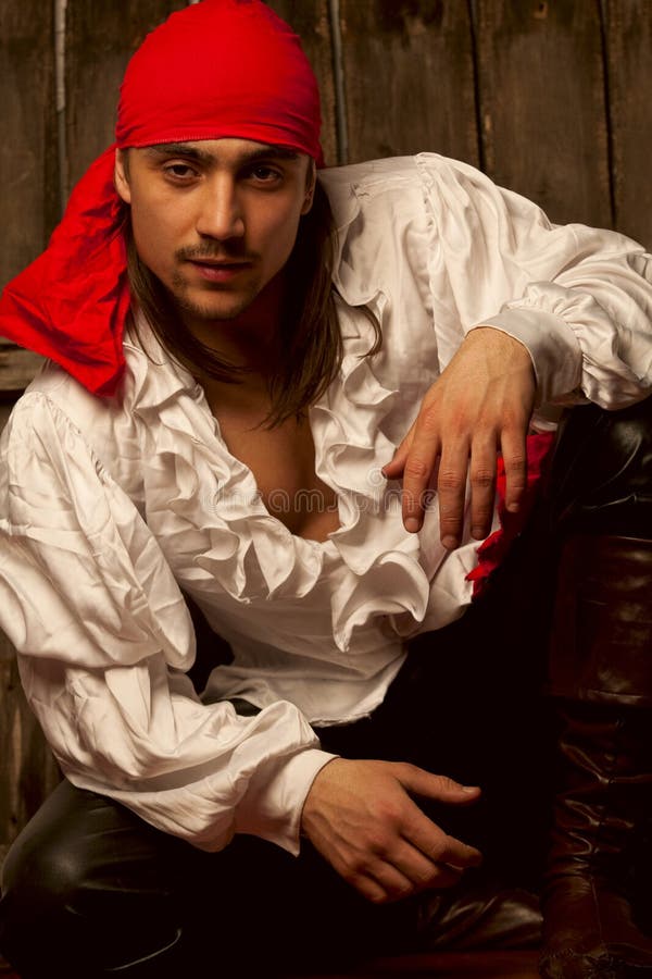 Handsome Young Man in Pirate Fashion Outfit Stock Image - Image of ...