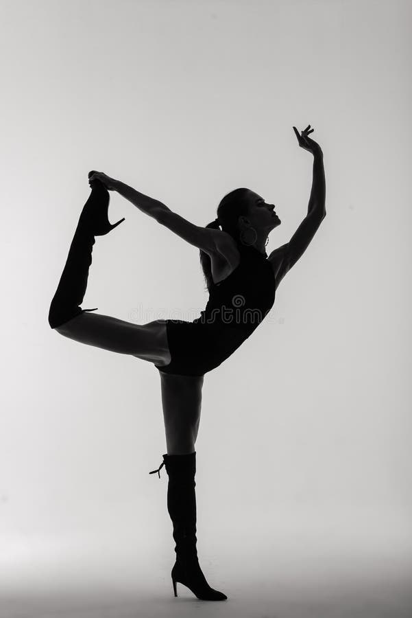 Pole Redhead Dancer Showing Her Body Stock Photo - Image of face, grey ...