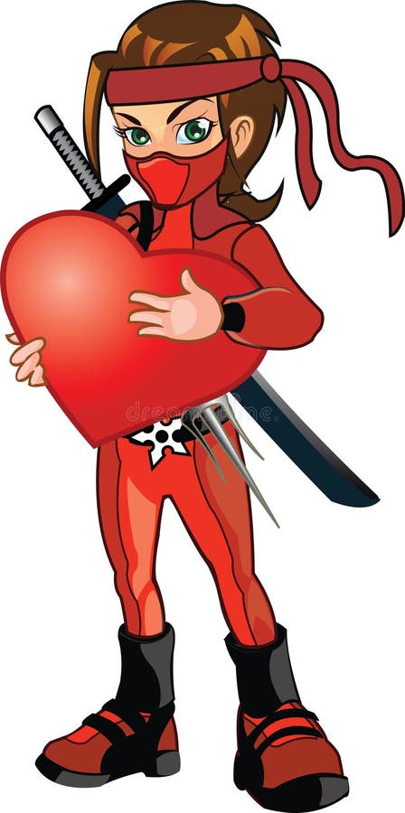 Female Red Ninja stock illustration. Illustration of heart - 30167006