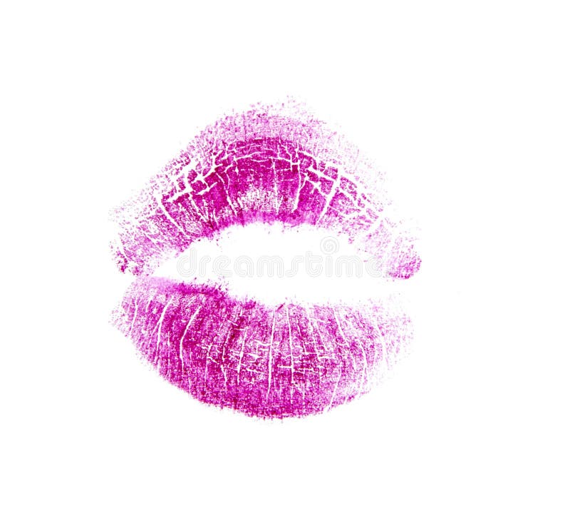 Red Pink Lips Track Isolated on the White Stock Photo - Image of love ...