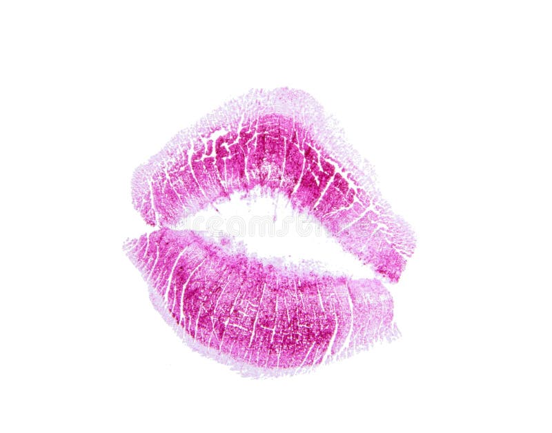 Red Pink Lips Track Isolated on the White Stock Photo - Image of ...