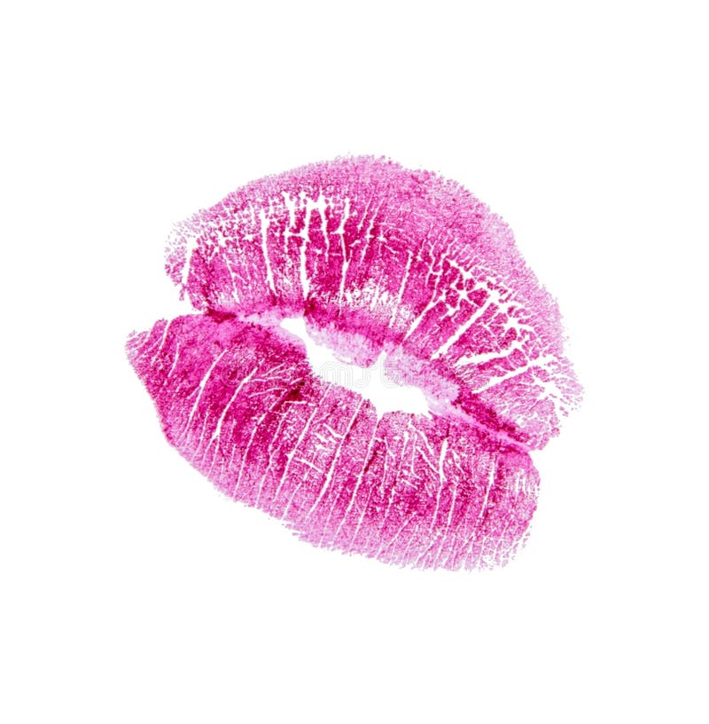 Red Pink Lips Track Isolated on the White Stock Image - Image of human ...