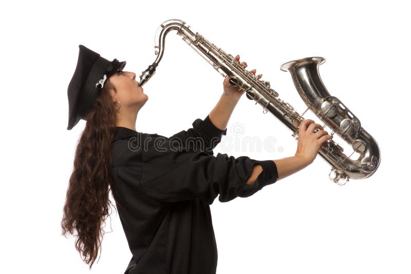 Security Guard with Saxophone Stock Photo - Image of adult, female ...