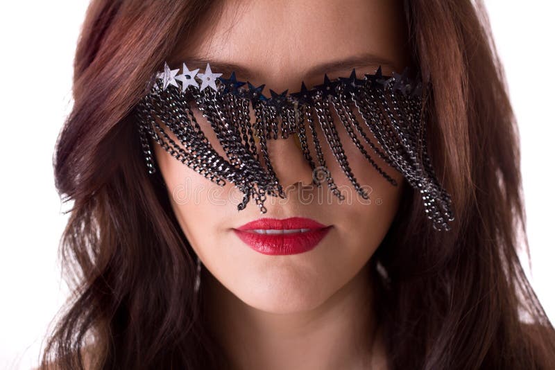 Stylish Woman in Creative Glasses Stock Image - Image of black, design ...