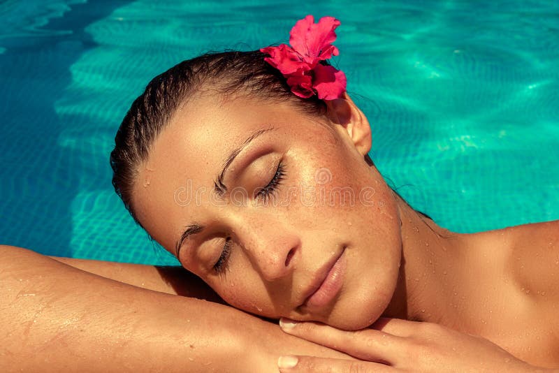 Summer stock image. Image of brunette, pool, girl, life - 40822821