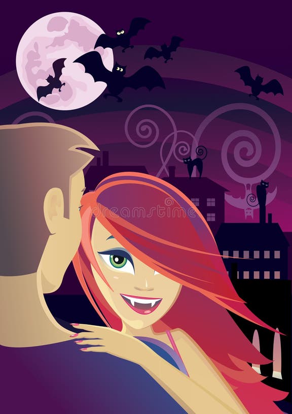 Vampire embrassing a man stock vector. Illustration of cartoon - 22011279