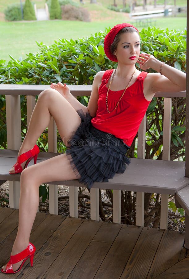 Woman on Bench stock photo. Image of lean, tall, gorgeous - 22902318