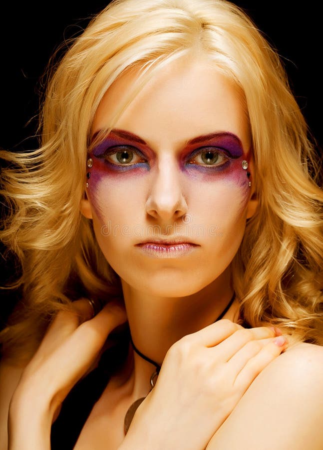 Woman with creative makeup stock image. Image of human - 93609995