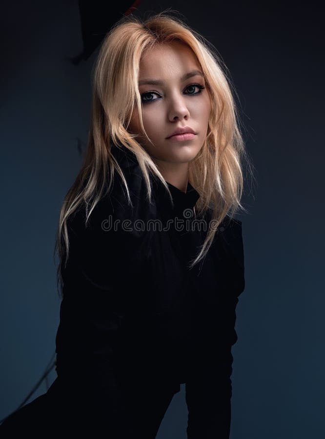 Woman Face Sensual Young Blonde Woman Posing With Slim Body Beautiful