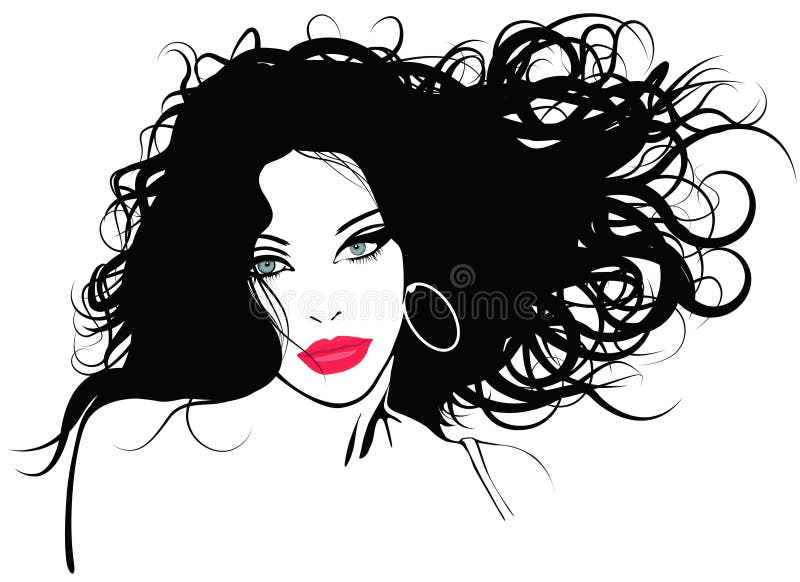 Woman with flying hair stock vector. Illustration of drawing - 7533280