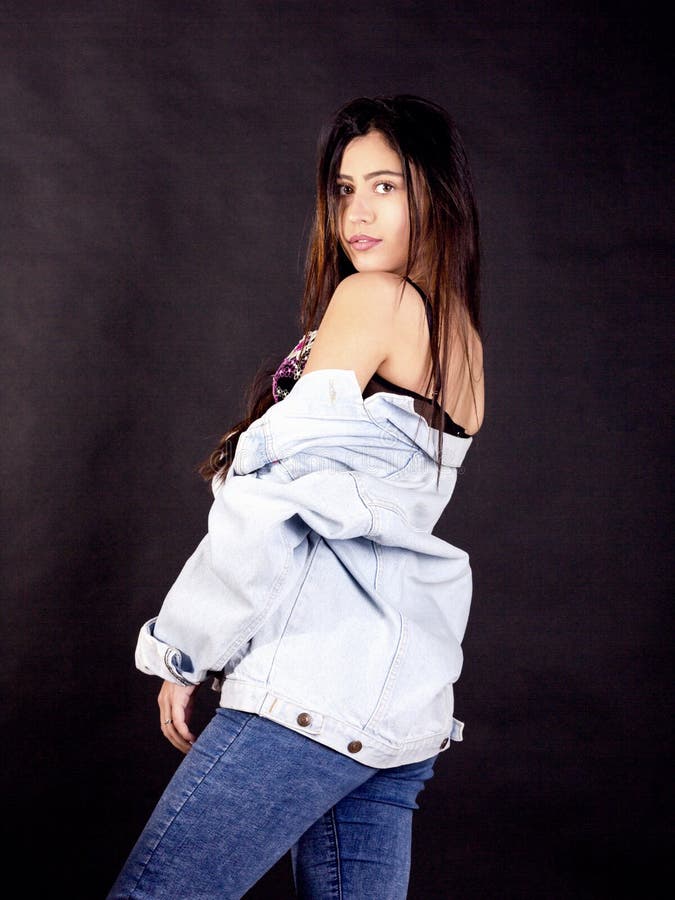 Woman with Jacket Shoot in Studio Stock Image - Image of stylish ...