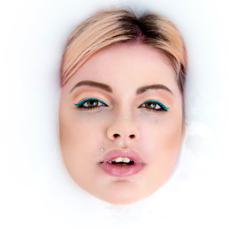 Woman Lying In Bath Stock Image Image Of Piercing Portrait 77077767