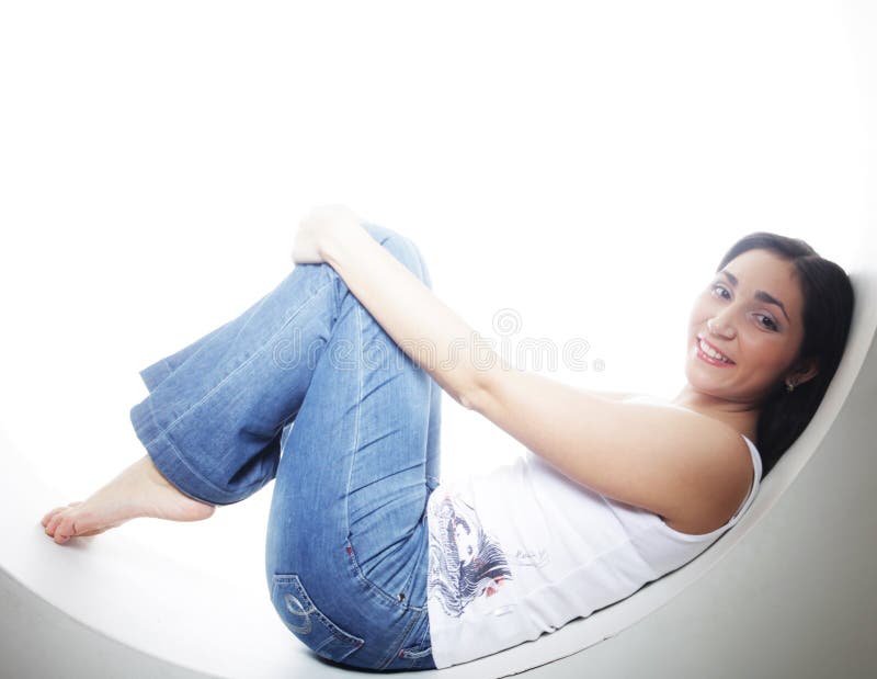 Woman posing in circle stock image. Image of fashion - 52396557