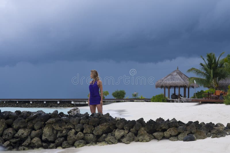 Woman Watching Indian Ocean Stock Image - Image of summer, happy: 6166195
