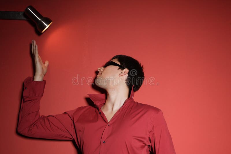Young Man On Red Background Stock Photo - Image of luxury, adult: 11371920