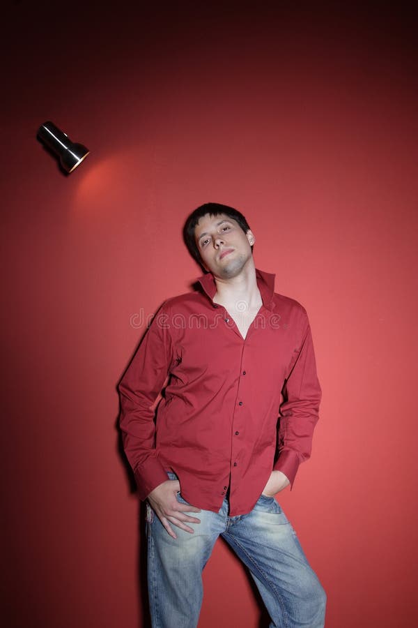 Young Man On Red Background Stock Photo - Image of luxury, adult: 11371920