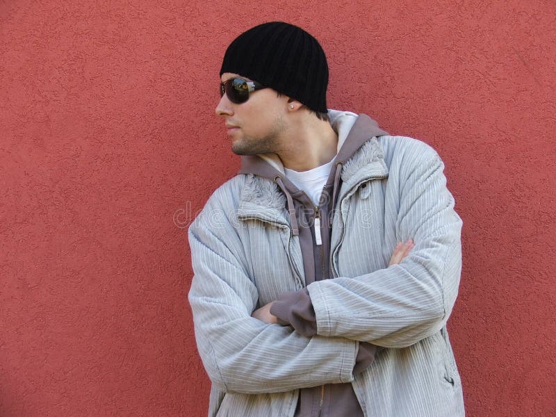 Young Man on Red Background Stock Photo - Image of fashion, friendly ...