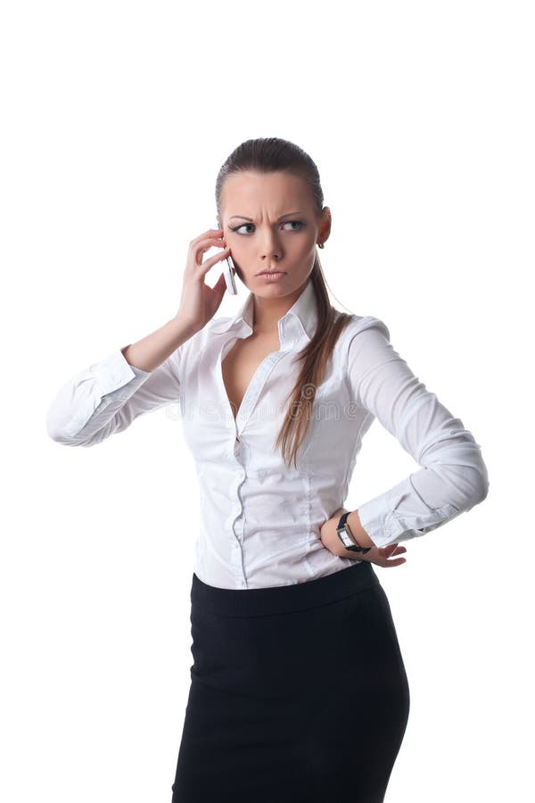 Young Serious Business Woman Talk On Phone Stock Image Image Of