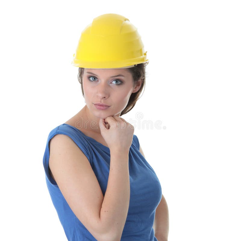 Young Woman Construction Worker Contractor Stock Photo - Image of ...