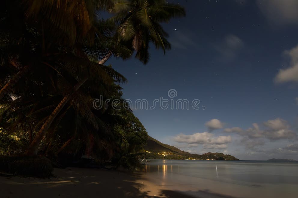 Seychelles - Anse Possession Beach by Night Stock Photo - Image of ...