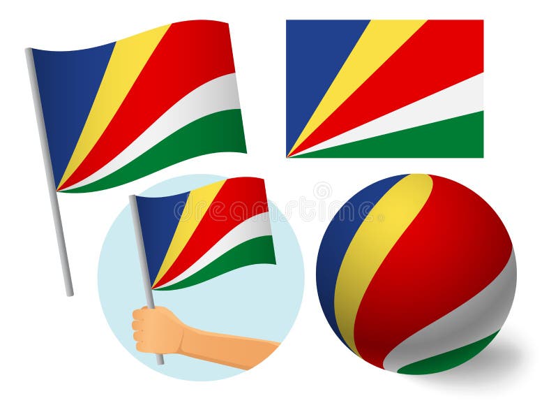 Seychelles flag icon set stock illustration. Illustration of sign ...