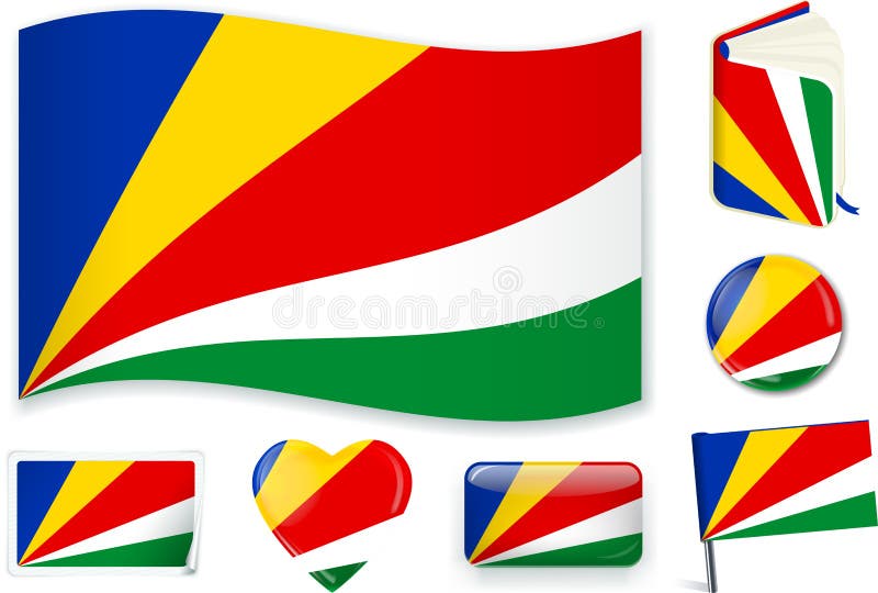 Seychelles Flag In Seven Shapes Editable And Separate Layers Stock