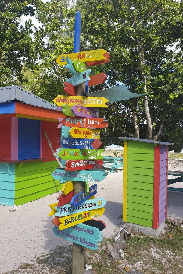 Seychelles - La Digue - Anse Severe Wooden Sign Stock Image - Image of ...