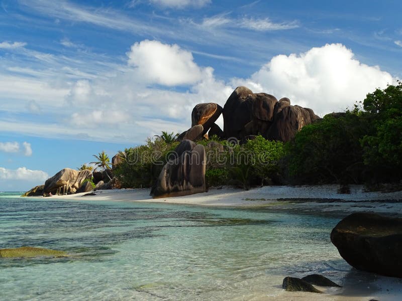 Seychelles, La Digue Island, Silver Source Beach Stock Image - Image of ...