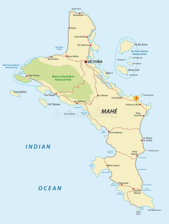 Seychelles, mahe map stock illustration. Illustration of praslin - 68618189