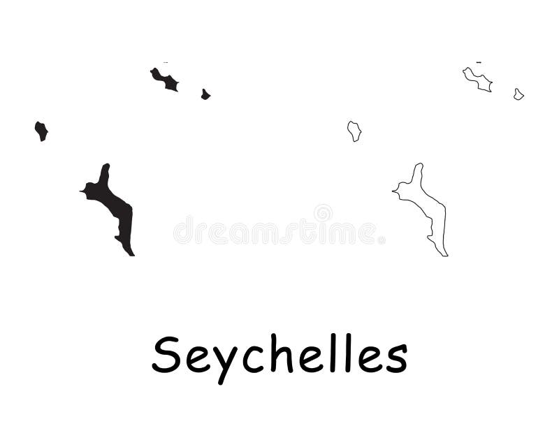 Seychelles Map. Black Silhouette Country Map Isolated on White ...