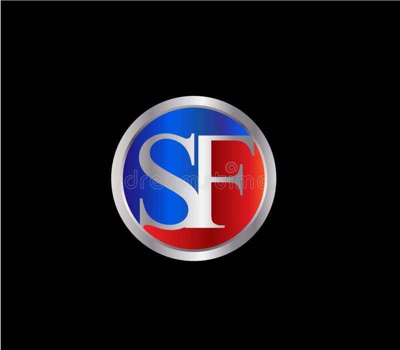 SF Initial Circle Shape Red Blue Silver Color Later Logo Design Stock ...