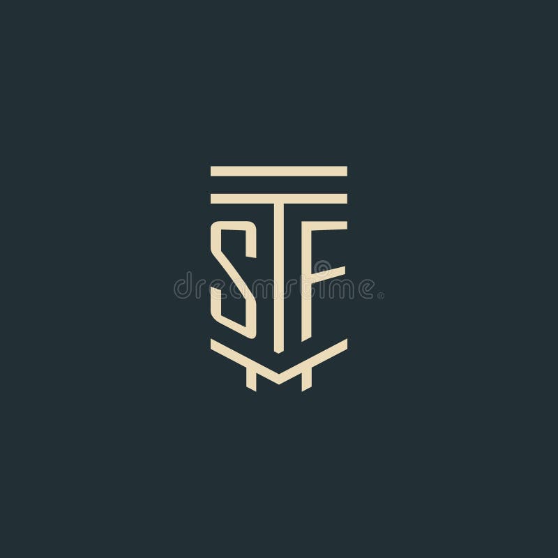 SF Initial Monogram with Simple Line Art Pillar Logo Designs Stock ...