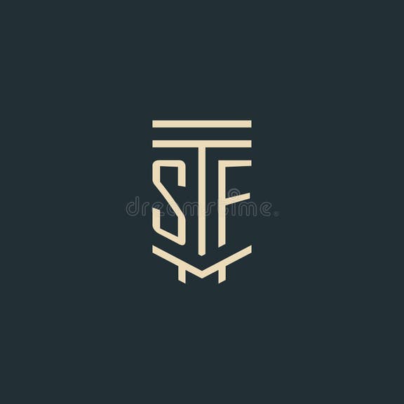 SF Initial Monogram with Simple Line Art Pillar Logo Designs Stock ...
