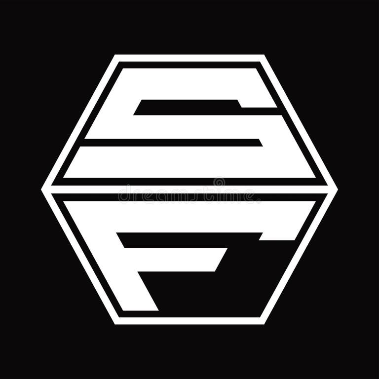 SF Logo Monogram with Hexagon Shape Up and Down Design Template Stock ...