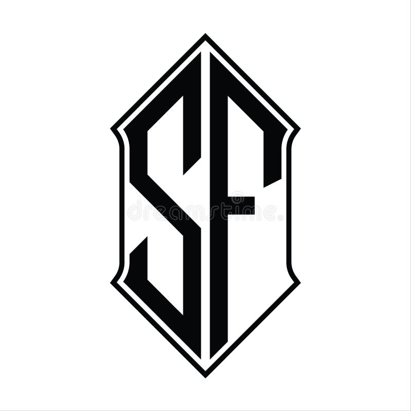 SF Logo Monogram with Shieldshape and Outline Design Template Vector ...