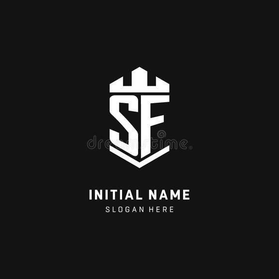 SF Monogram Logo Initial with Crown and Shield Guard Shape Style Stock ...