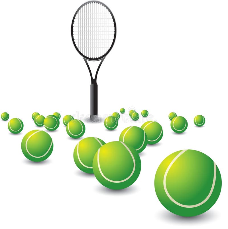 Sfere Di Tennis Sparse E Una Racchetta Illustrazione Vettoriale ...