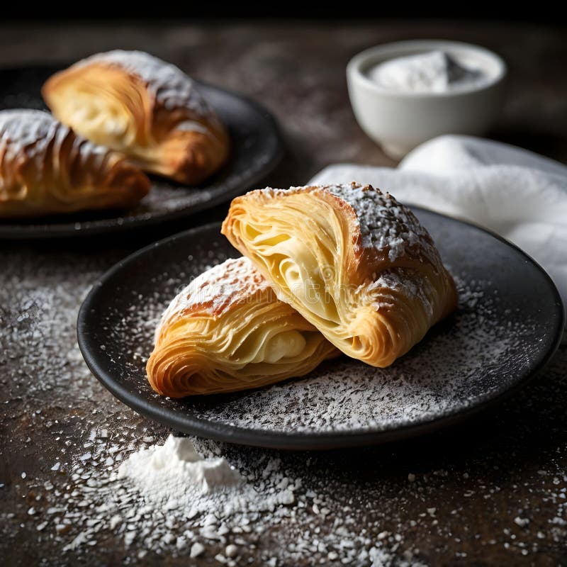 Sfogliatella with Ricotta and Powdered Sugar Stock Illustration ...